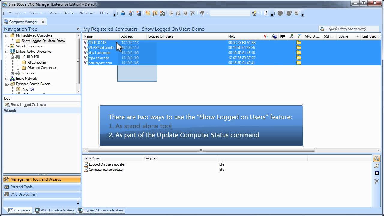 Show Users Logged On To A Remote Computer - SmartCode VNC Manager - YouTube