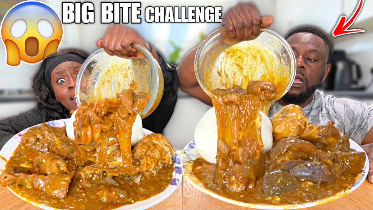 FUFU AND OGBONO SOUP AND ASSORTED MEAT |SPEED EATING BIG BITE CHALLENGE ...