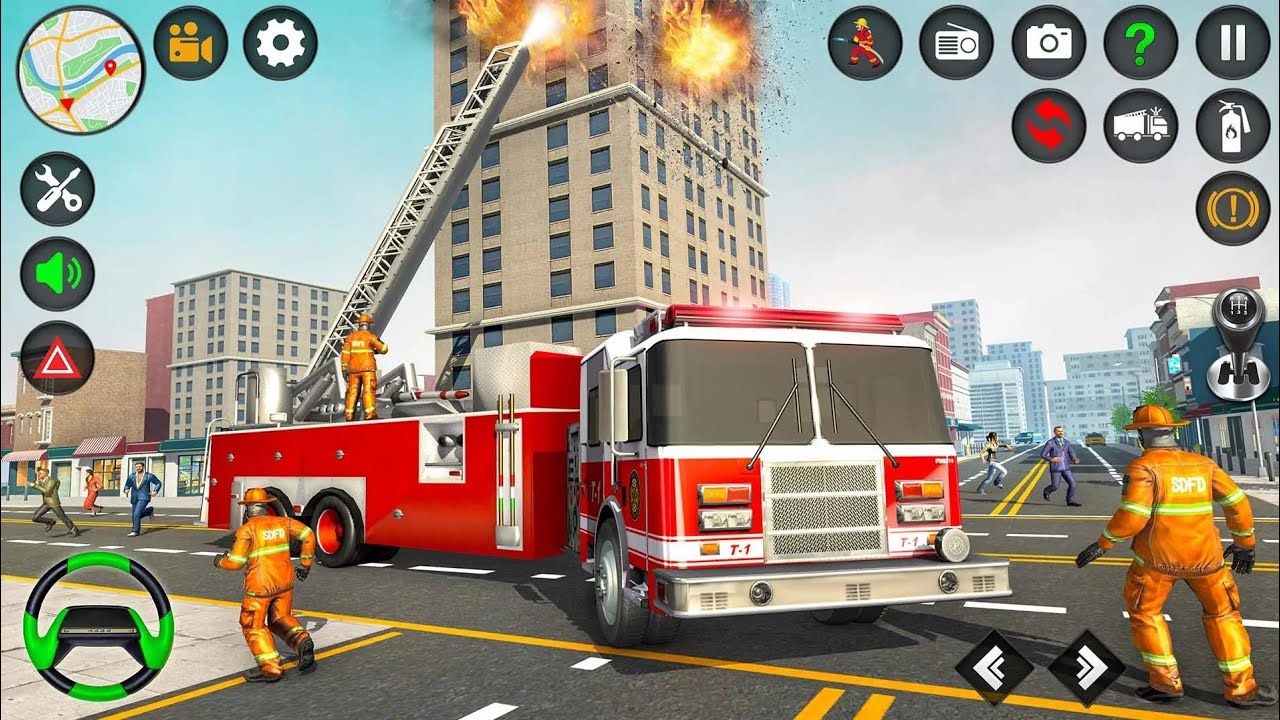 real fire truck driving simulator game rescue - YouTube