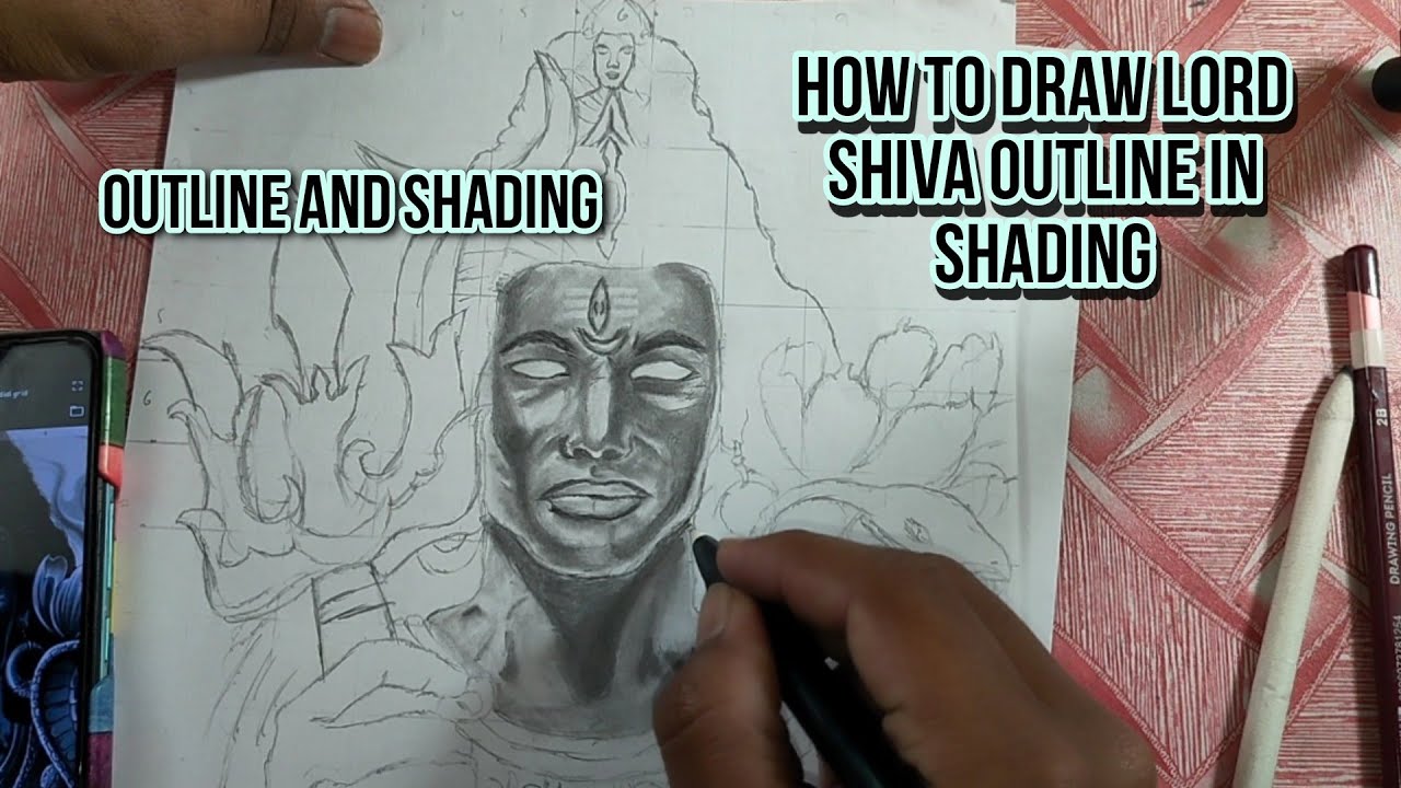 mahadeva ji ki drwing 🕉️🙏|| lord Shiva outline and shading ...