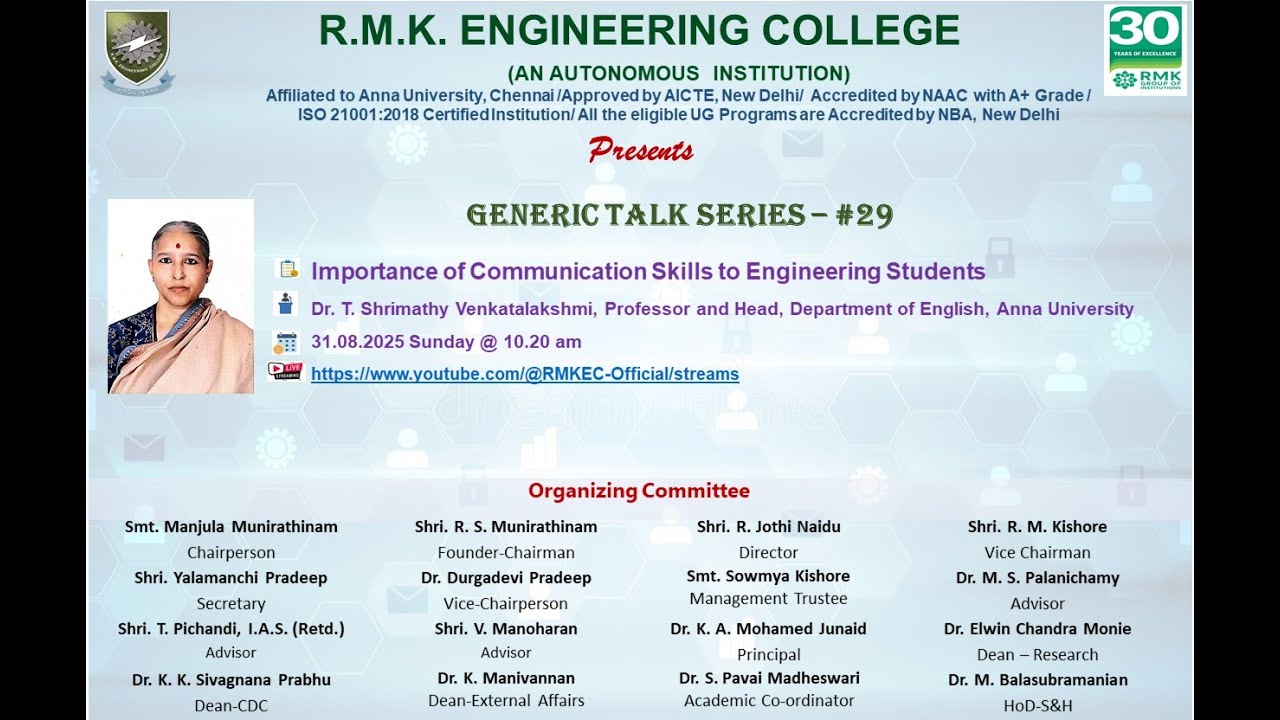 Generic Talk Series #29-Importance of Communication Skills to ...