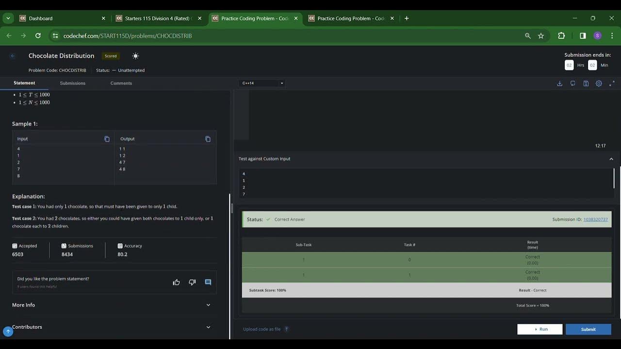 Chocolate Distribution Coding Problem | CodeChef Starters 115 ...