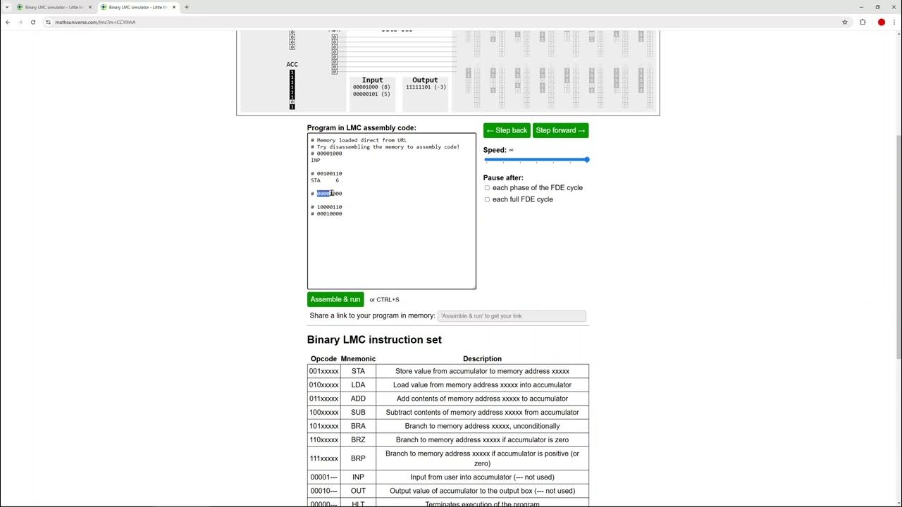 Little man computer simulator - how to disassemble from machine code - YouTube