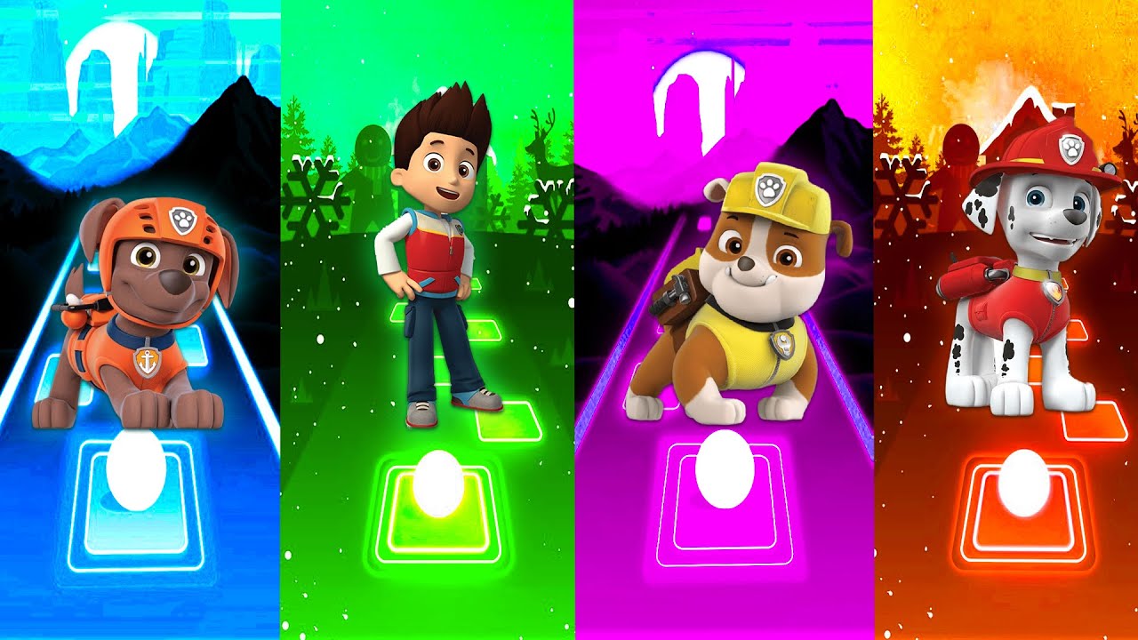 Zuma vs Ryder vs Rubble vs Marshall| Paw Patrol | Tiles Hop - YouTube
