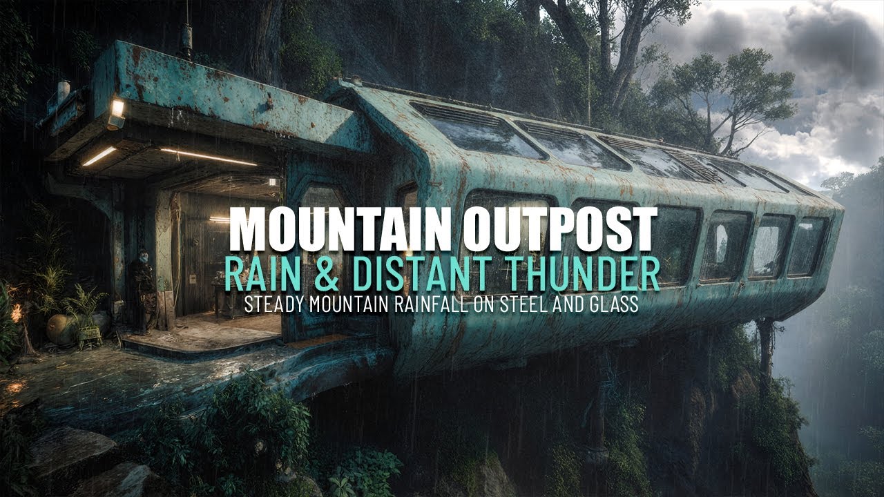 🏔 Mountain Outpost Ambience | Rain & Distant Thunder | Dark Sci-Fi ...