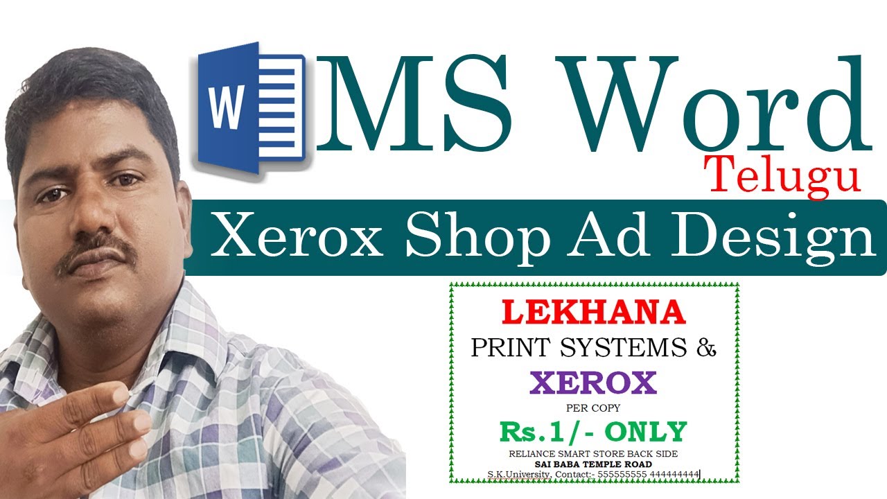 How To Design Xerox Shop Ad Design in MS Word In Telugu | MS Word Tips ...