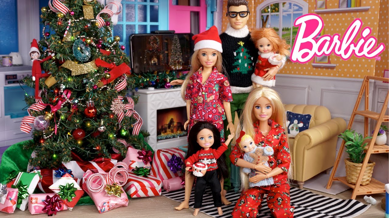 Familia Barbie & Ken Rutina De Mañana en Navidad - YouTube