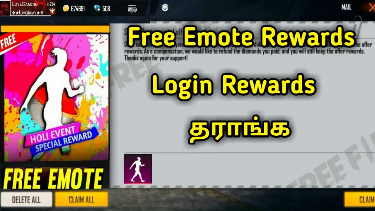 free emote rewards free fire | free emote redeem code | love gaming ...