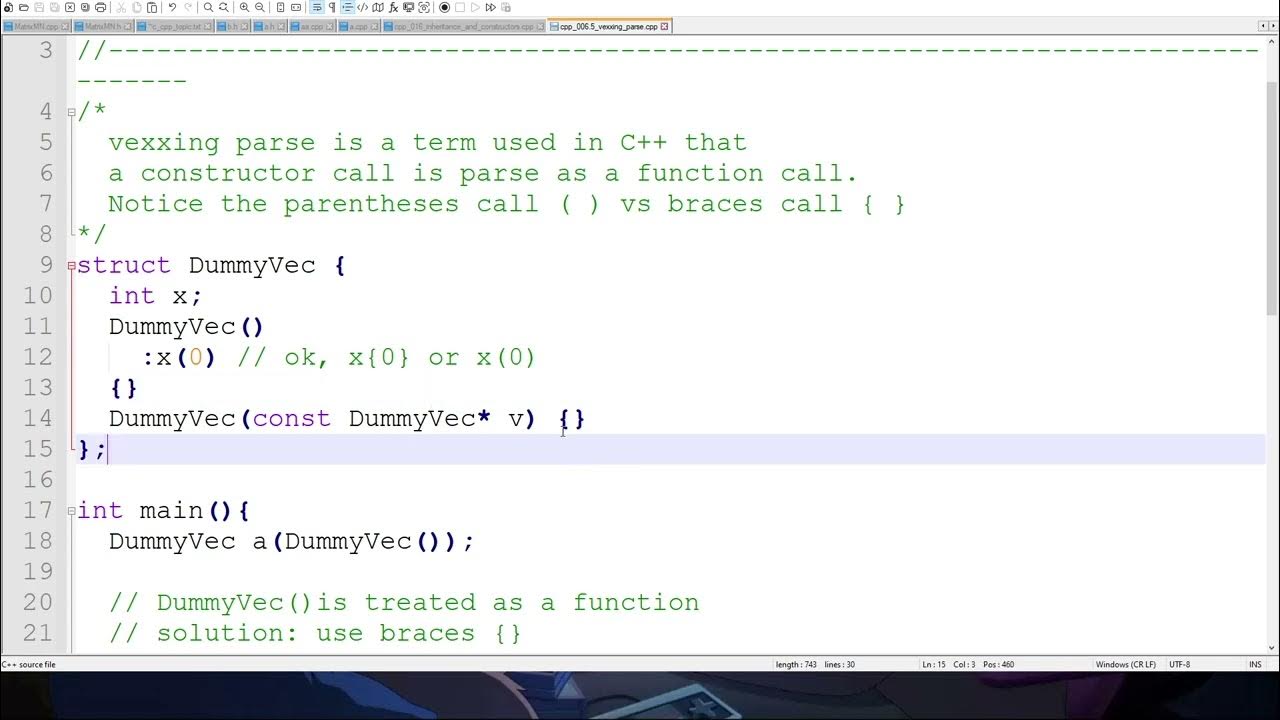 C ++ Basic Tutorial｜006.5｜vexxing parse - YouTube