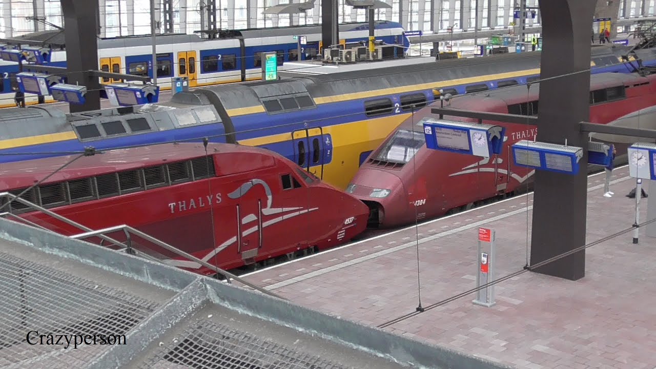 Gekoppelde Thalys PBA+PBKA en NS treinen Rotterdam Centraal - YouTube