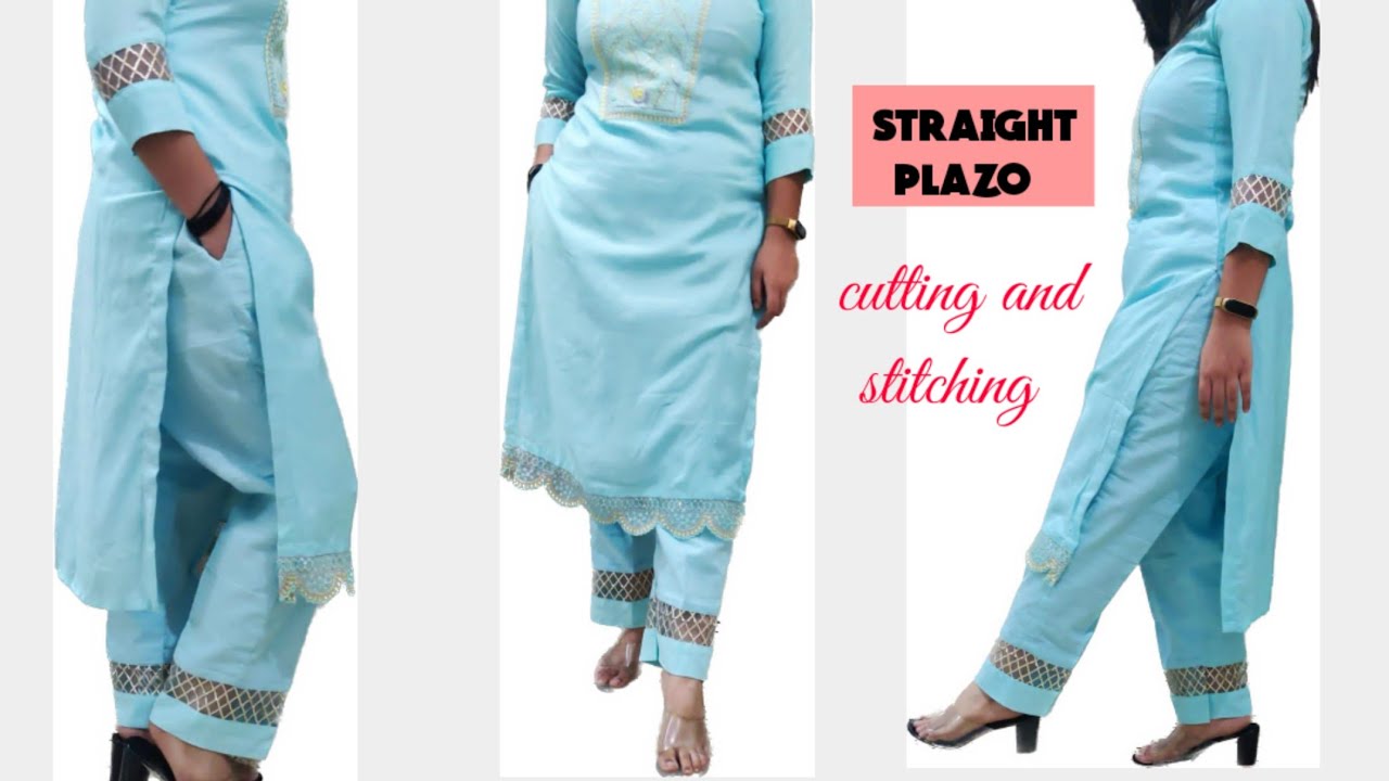 straight plazo design cutting and stitching/straight pant cutting/आगे ...