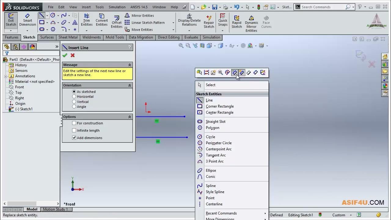 Add Dimension using numeric input For SolidWorks 2014 - YouTube