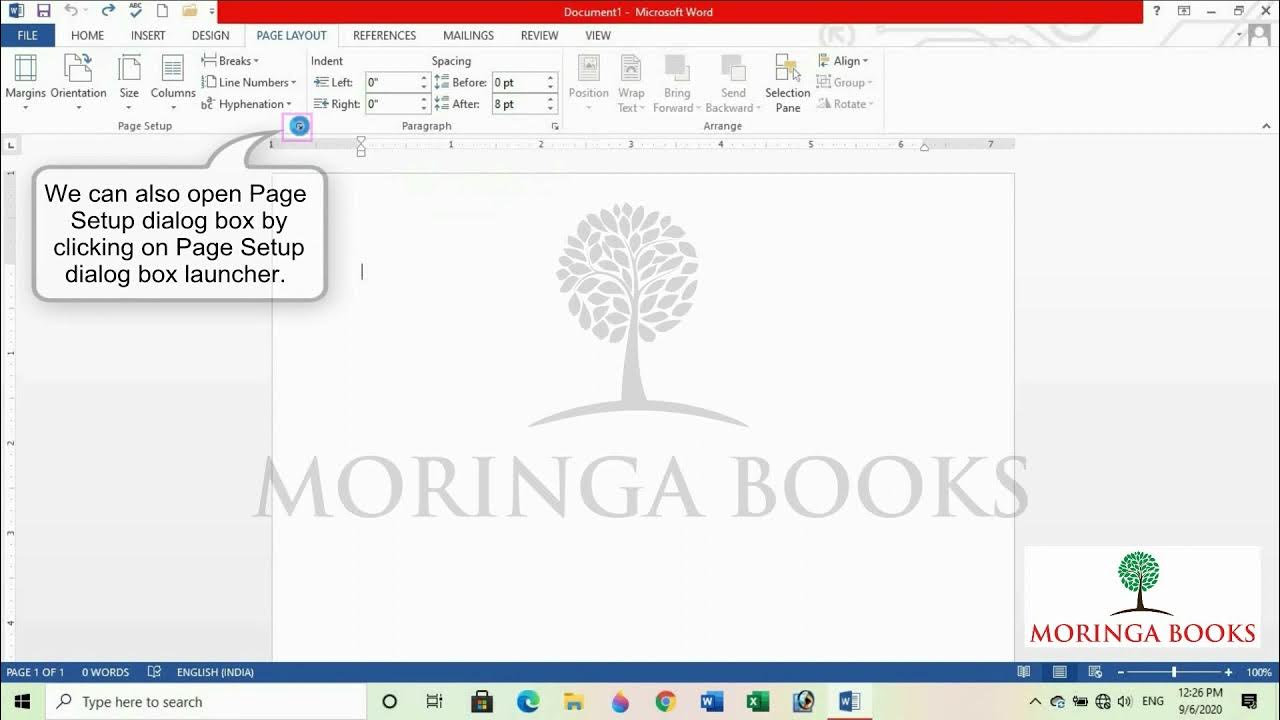 Page Set up Dialog Box in MS Word 2013 in Windows 10 (Setting Page ...