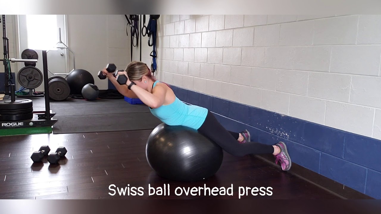 Swiss ball prone overhead press - YouTube