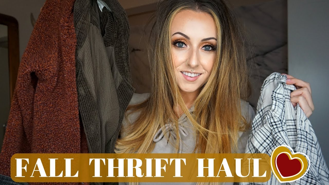 FALL THRIFT HAUL | CUTE FRUMPY SWEATERS & LEATHER JACKETS - YouTube