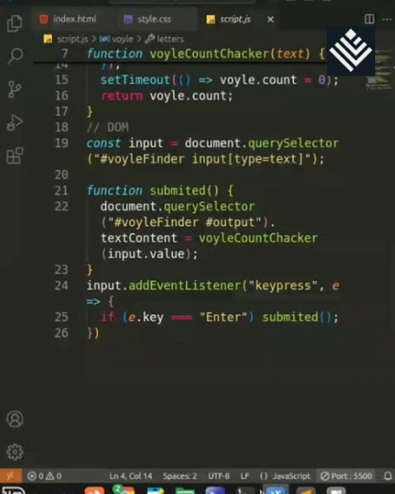 Vowal Finder - aeiou find. #shorts #coding #html #css #javascript #programming #viral - YouTube
