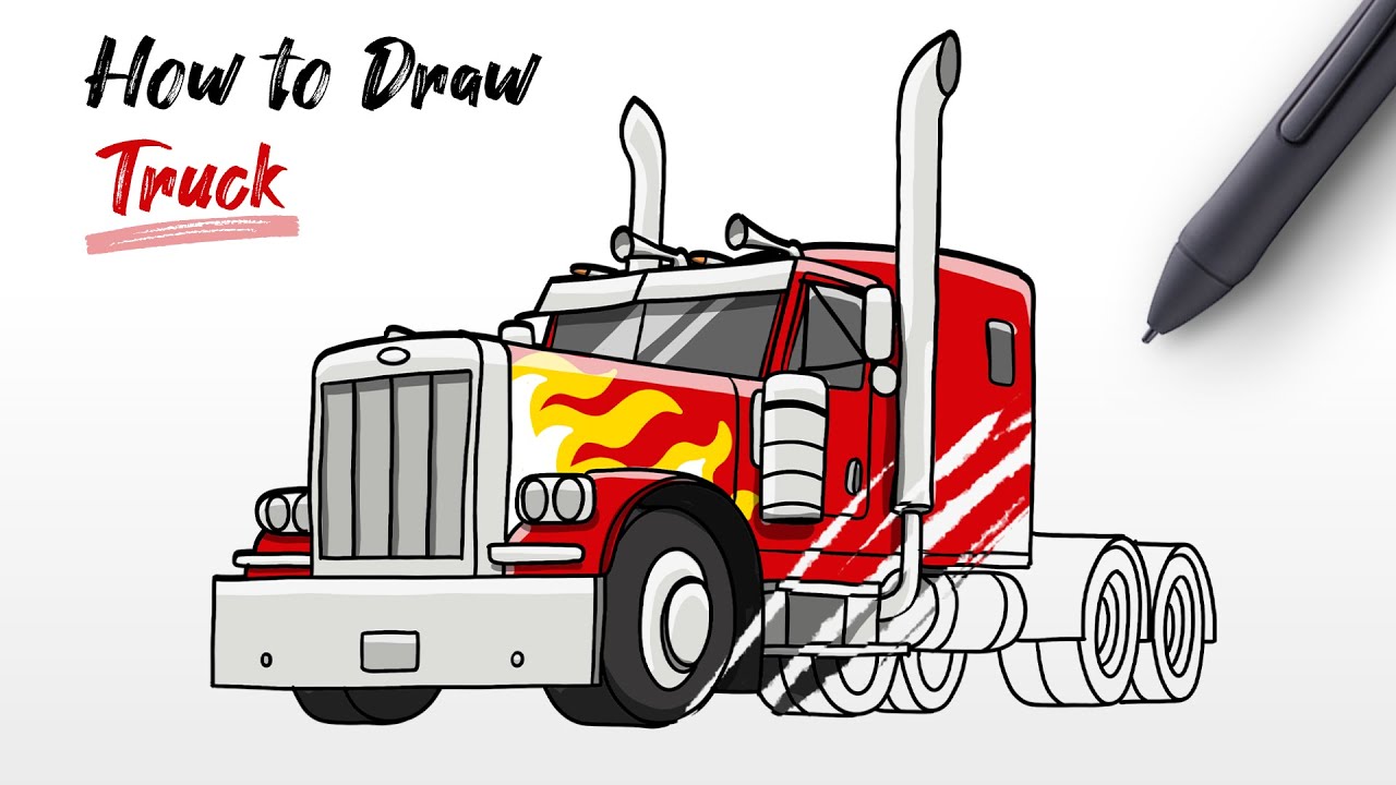 How to Draw a Truck USA America Easy Step by Step - YouTube