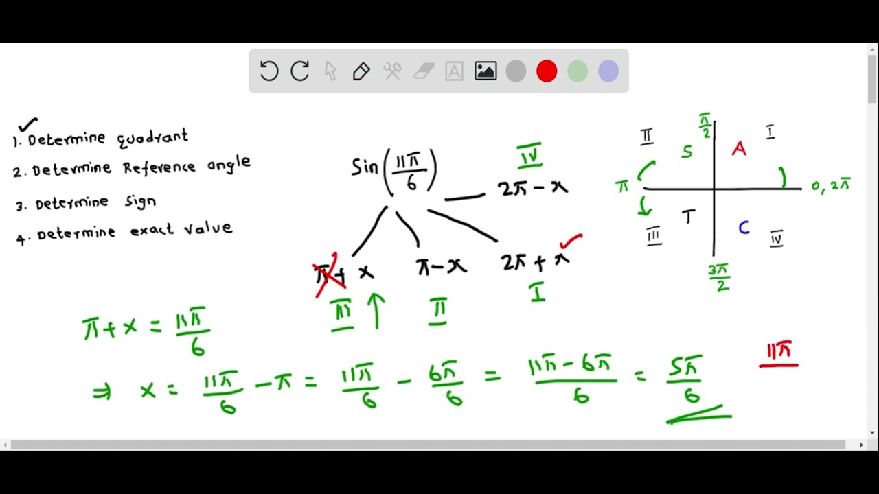 Trigonometry Determine Exact Value Of Sin 11pi Over 6 YouTube