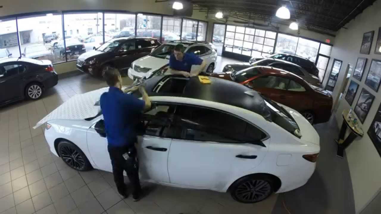 Lexus ES 350 Carbon Fiber Roof Wrap slow time laps - YouTube