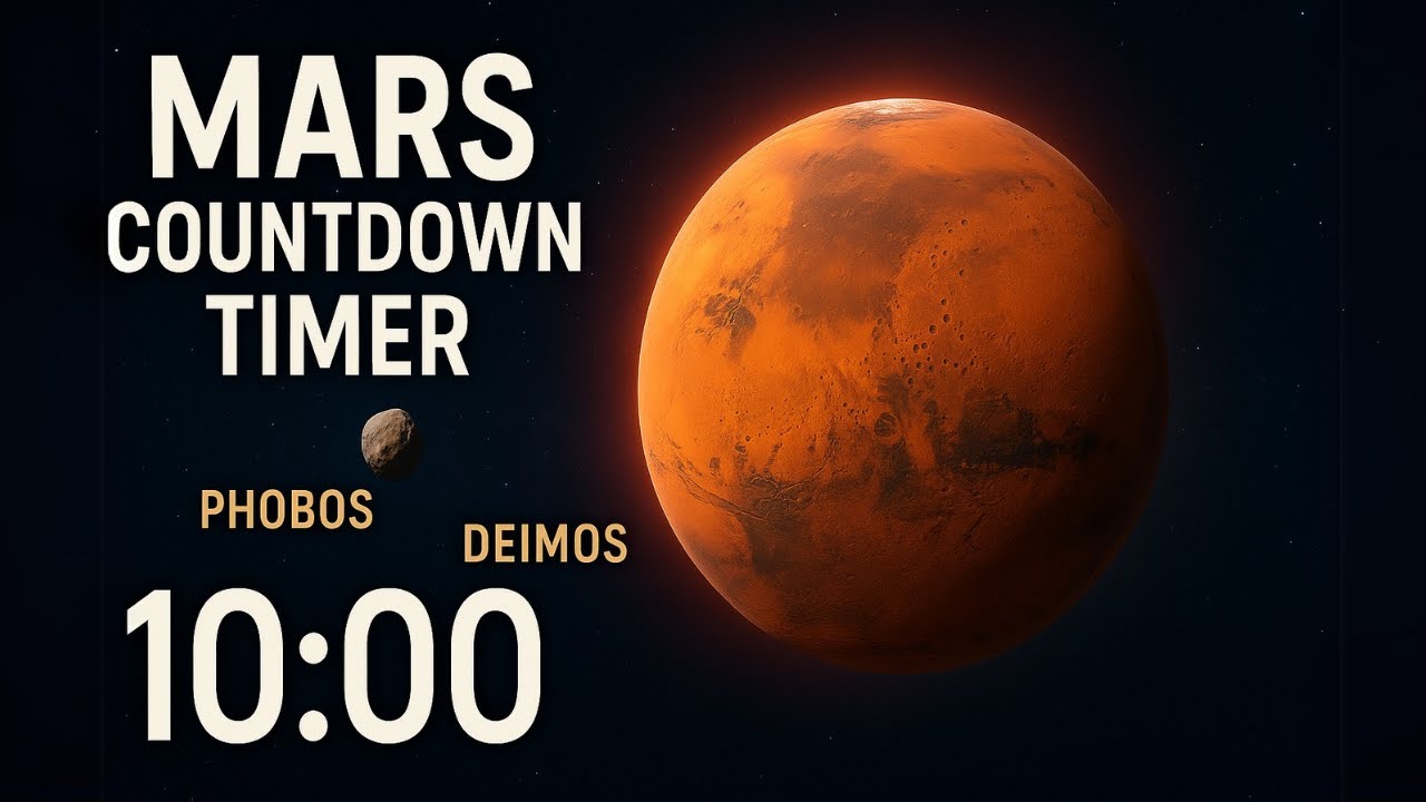 🔴 Mars Countdown Timer with Phobos & Deimos | 10-Minute Orbital Animation - YouTube