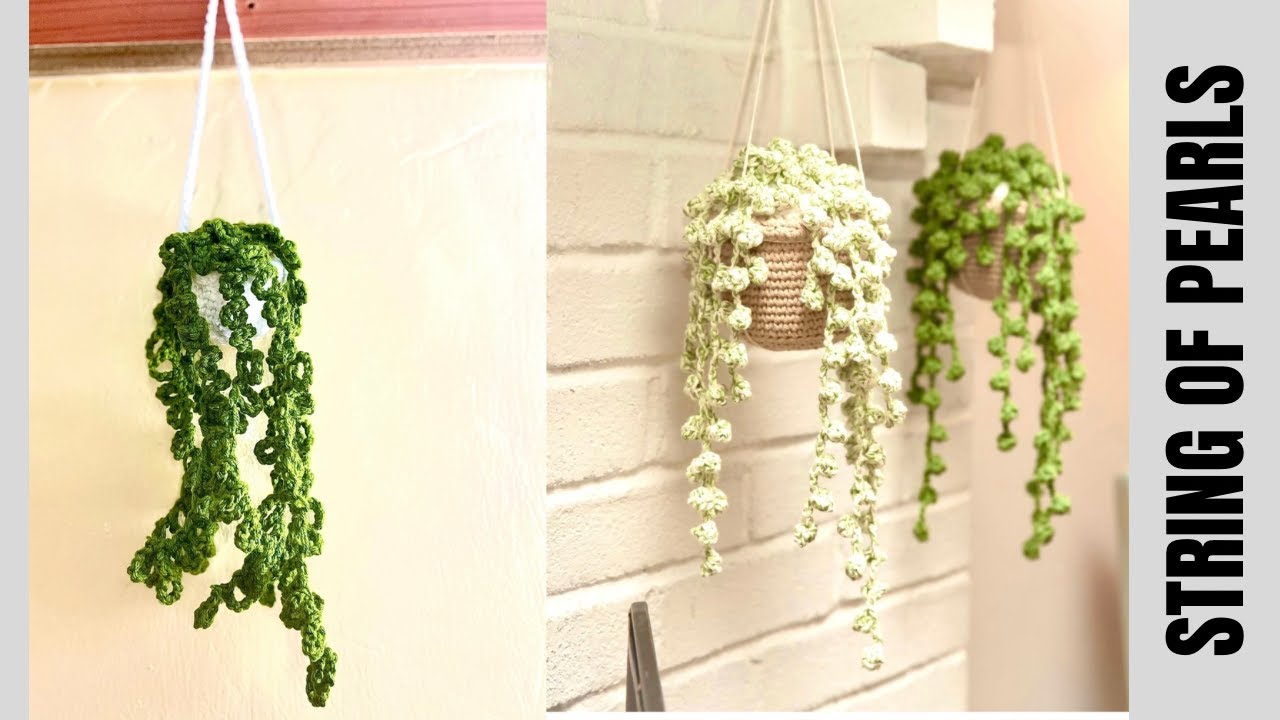 HOW TO CROCHET EASY STRING OF PEARLS HANGING SUCCULENTS/ BEGINNER ...