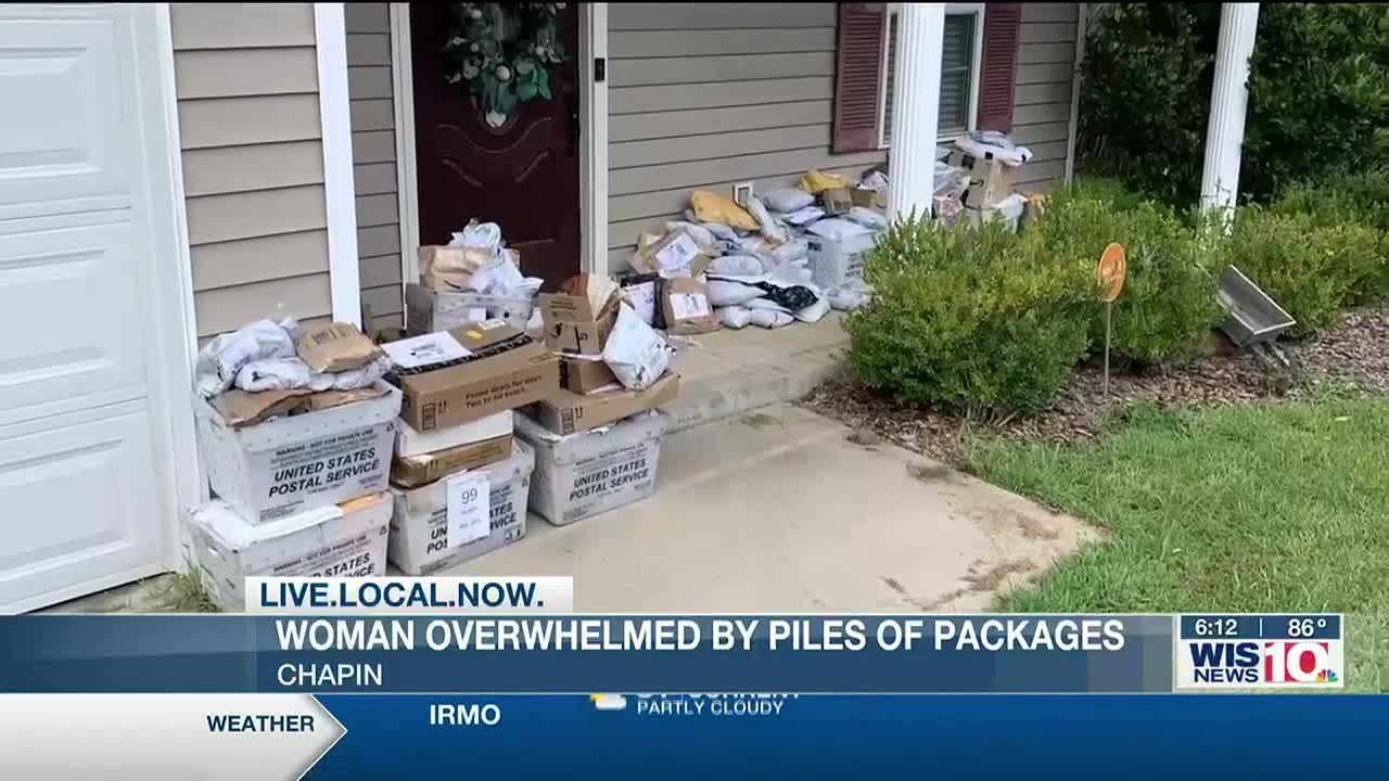 Woman overwhelmed by piles of amazon packages - YouTube