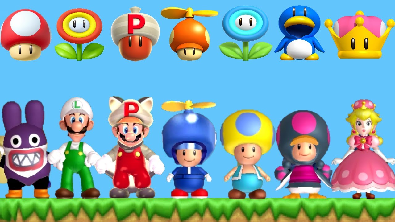 New Super Mario Bros. U Deluxe - All Power-Ups & Characters - YouTube