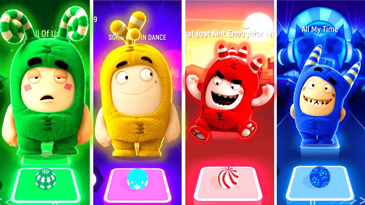 Oddbods Green vs Oddbods Yellow vs Oddbods Red vs Red Blue Tiles Hop ...