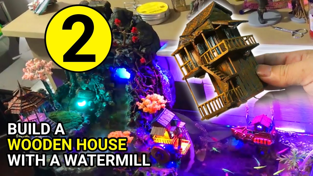 Build a wooden house with a watermill beside the stream 2 - YouTube