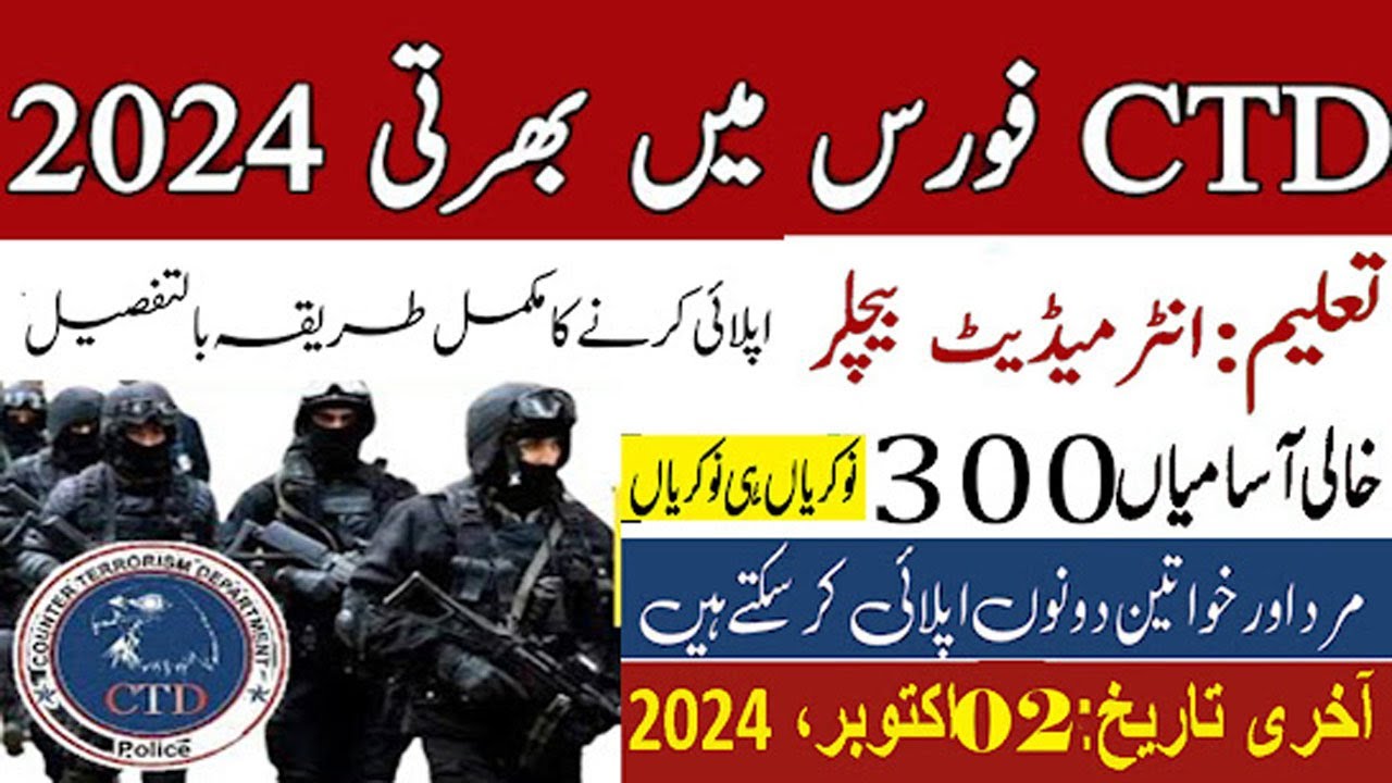 Counter Terrorism Department Jobs 2024 | CTD Police Jobs 2024 | Police ...