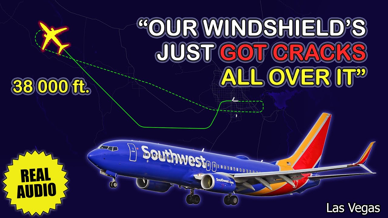 CRACKED windshield at 38000 ft. Southwest Boeing 737 declares emergency ...