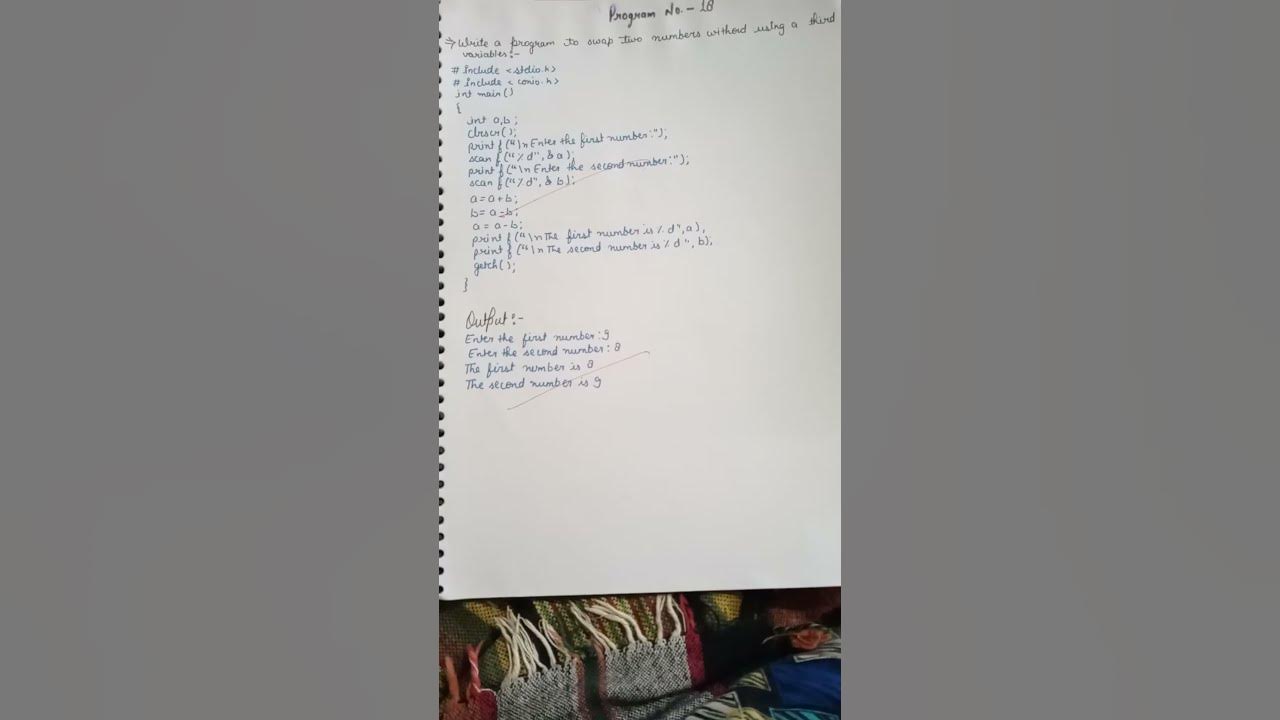 Wap To Swapping Two Numbers Without Using Third Variable Youtube