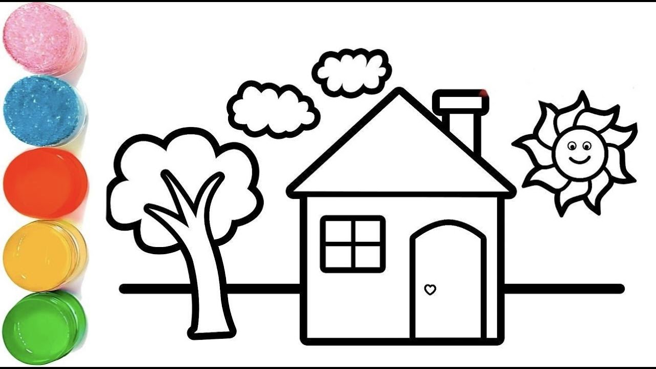How To Draw a Cute House Easy | House Drawing For Kids | Simple House ...