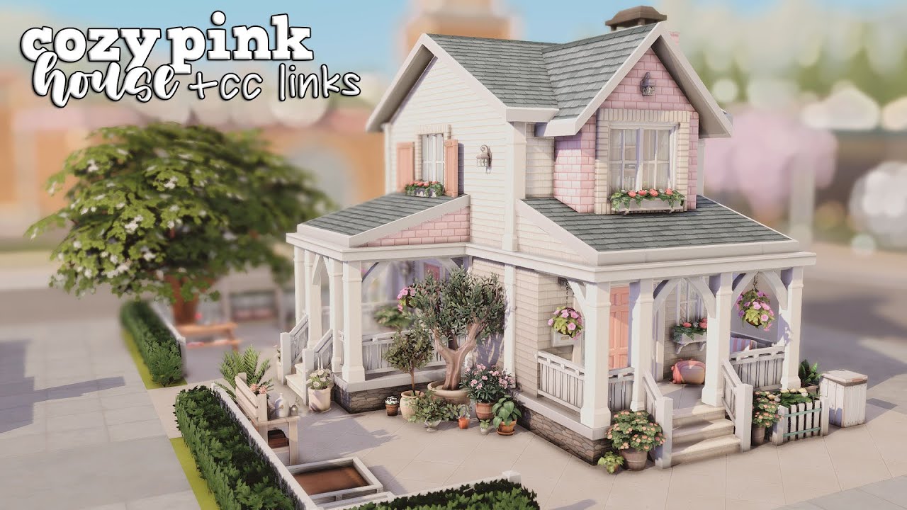 cozy pink house 💗 | the sims 4 speed build | + cc links - YouTube