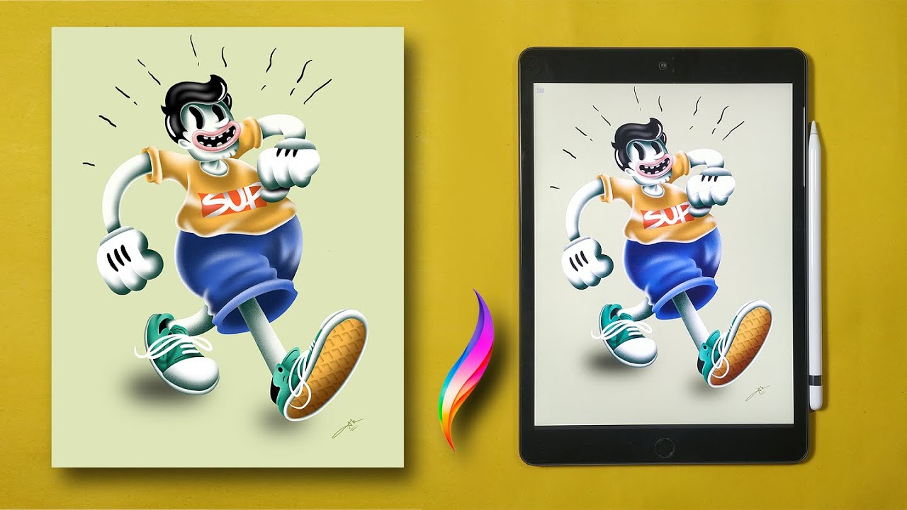 1930's style Character design: illustration in iPad (procreate) - YouTube