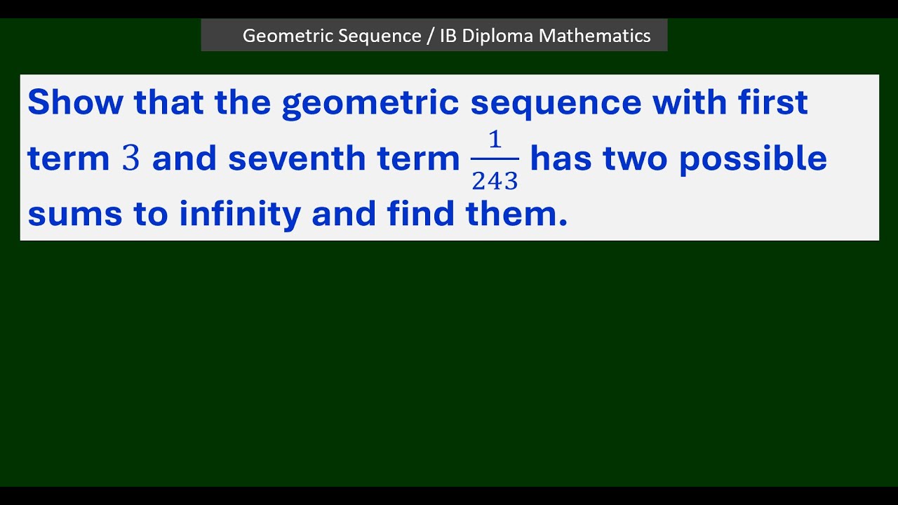 Geometric Sequence / IB Diploma Mathematics - YouTube