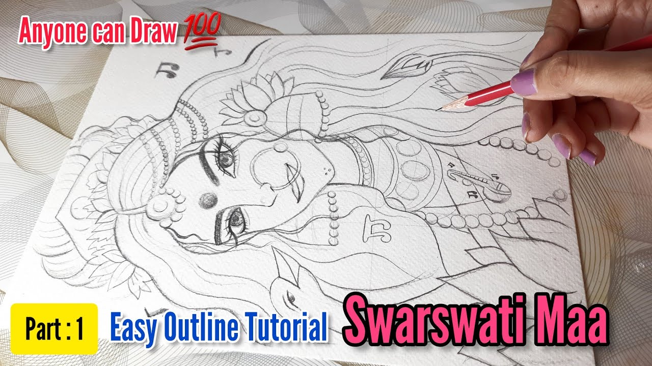 Easy Swarswati maa Drawing for beginners| Part : 1 | Swarswati Maa ...