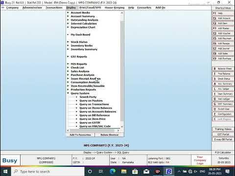 Busywin Manufacturing Process Part2 BOM alias SQL Coding - YouTube