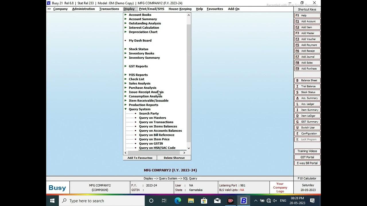 Busywin Manufacturing Process Part2 BOM alias SQL Coding - YouTube