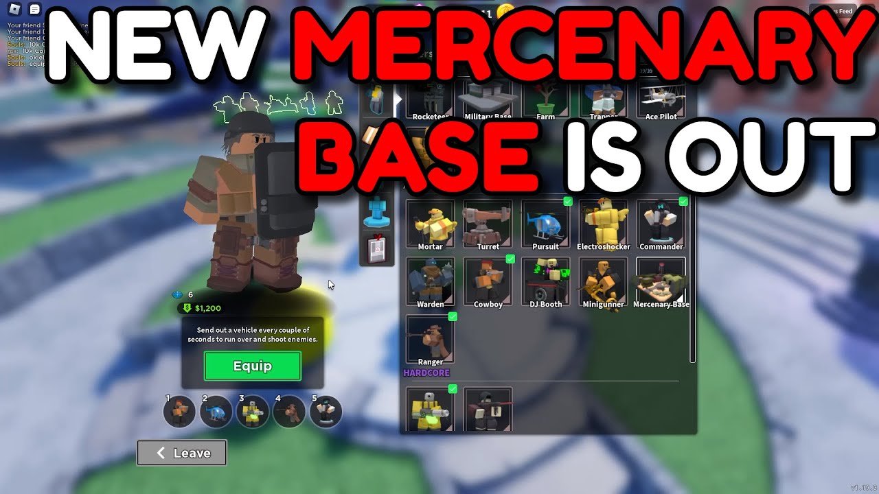 NEW MERCENARY BASE IS OUT / 10K COINS LEVEL 150 TOWER | ROBLOX TOWER ...
