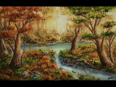 Tuval çalışmaları. Resim yapma videoları. Akrilik Boya Çalışmaları. Resim Çizme. Orman Resim çizimi