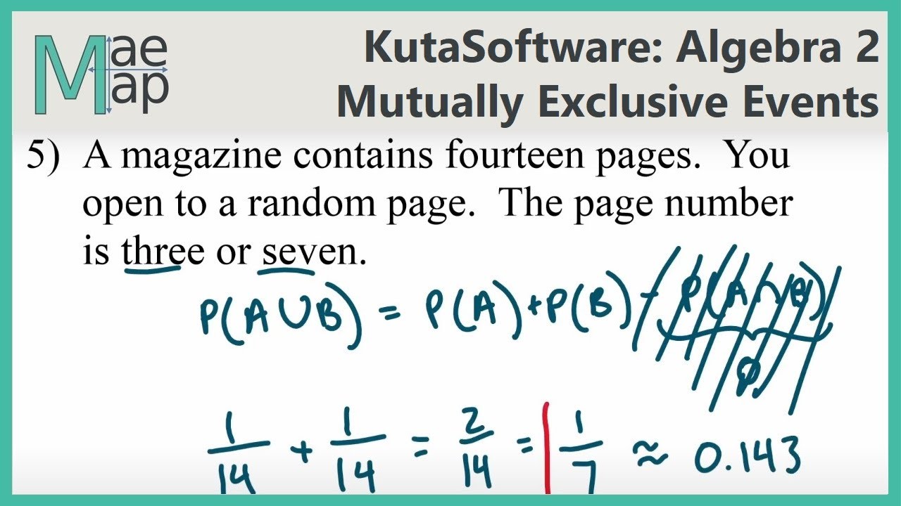 KutaSoftware: Algebra 2- Mutually Exclusive Events - YouTube
