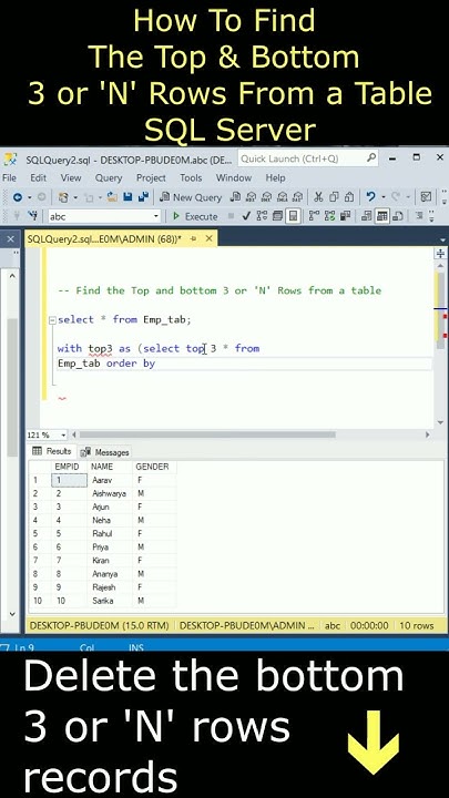 Find the top bottom 'N' rows from a table sql server - YouTube