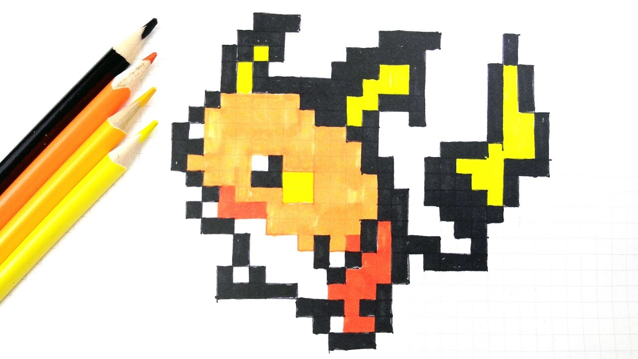 How To Draw Raichu Pokemon Pixel Art - YouTube