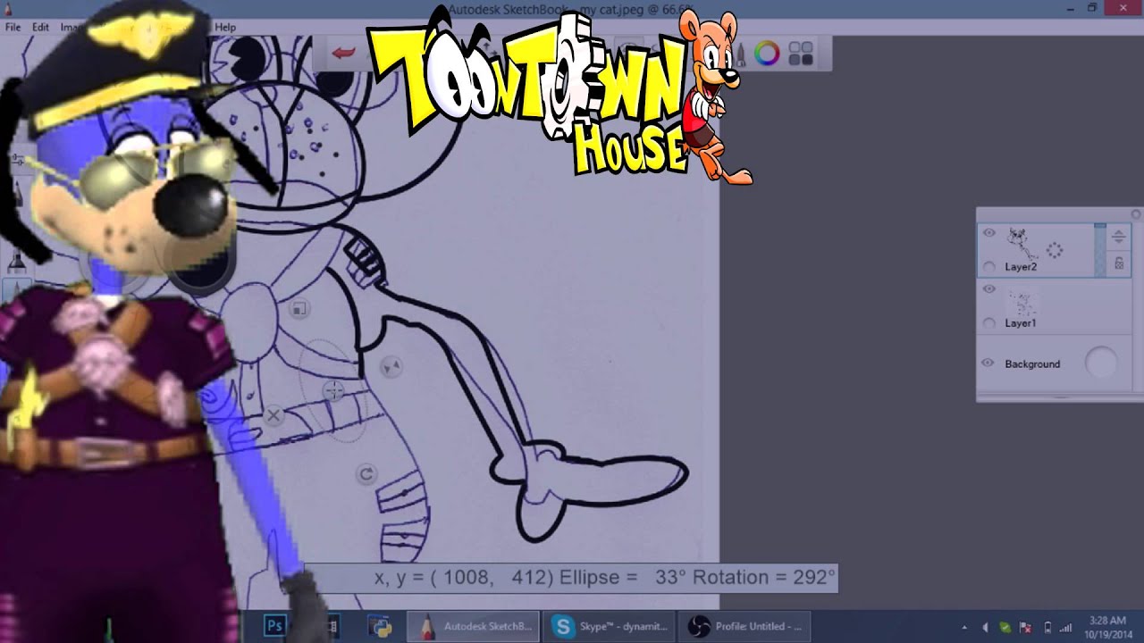 Toontown Speedart drawing my cat toon with Resistance Ranger outfit ...