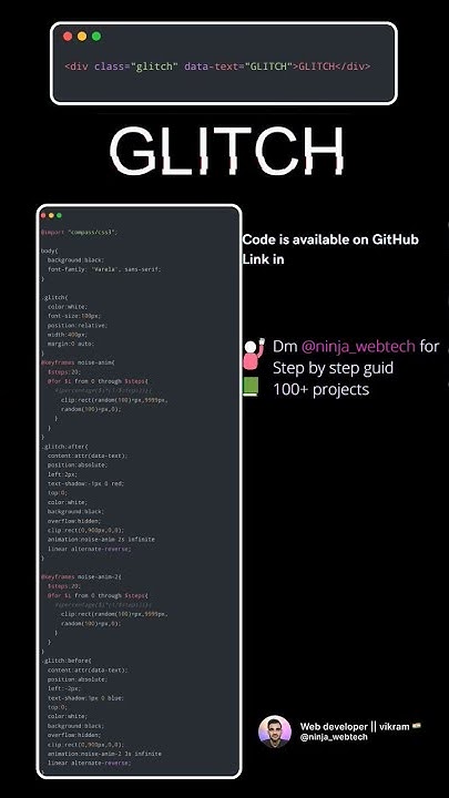 📌 CSS Glitched Text animation HTML & CSS 🔗Code is also available on GitHub ️ - YouTube