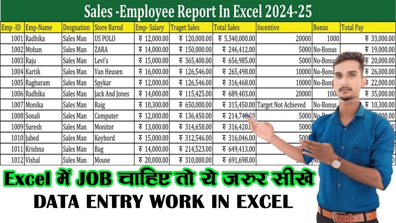Sales Employee Report in Excel | Data Entry in Excel | MS Excel #data ...