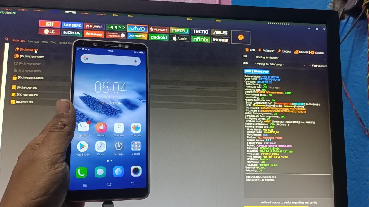 Vivo y71 edl frp and password unlock tools - YouTube