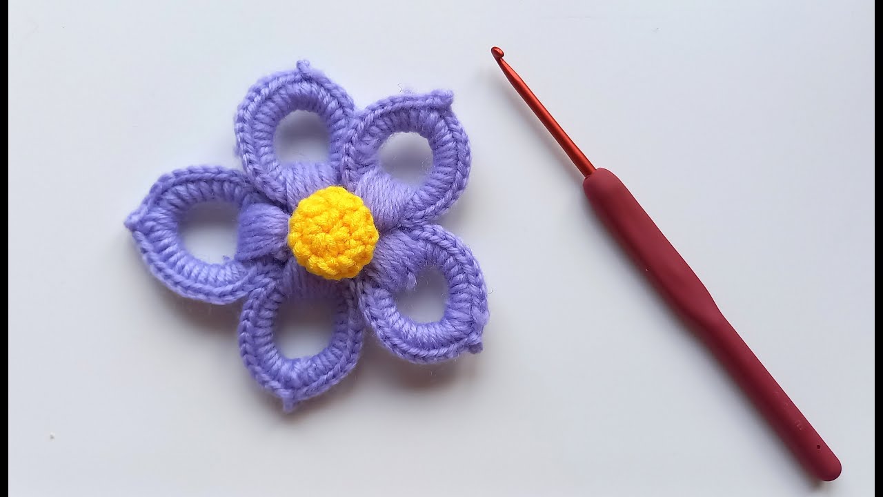 Super nice, easy and fast crochet flower - tutorial - YouTube