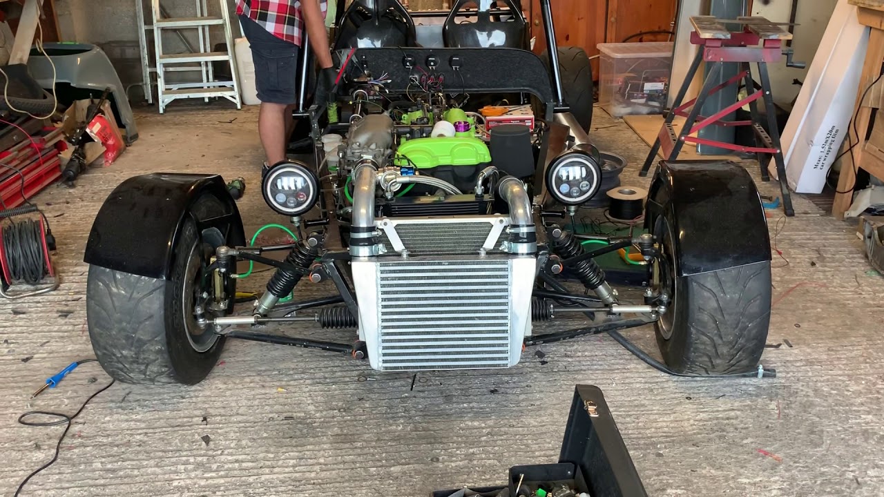 Locost Turbo Kit car fitted with DRL daymaker headlights - YouTube